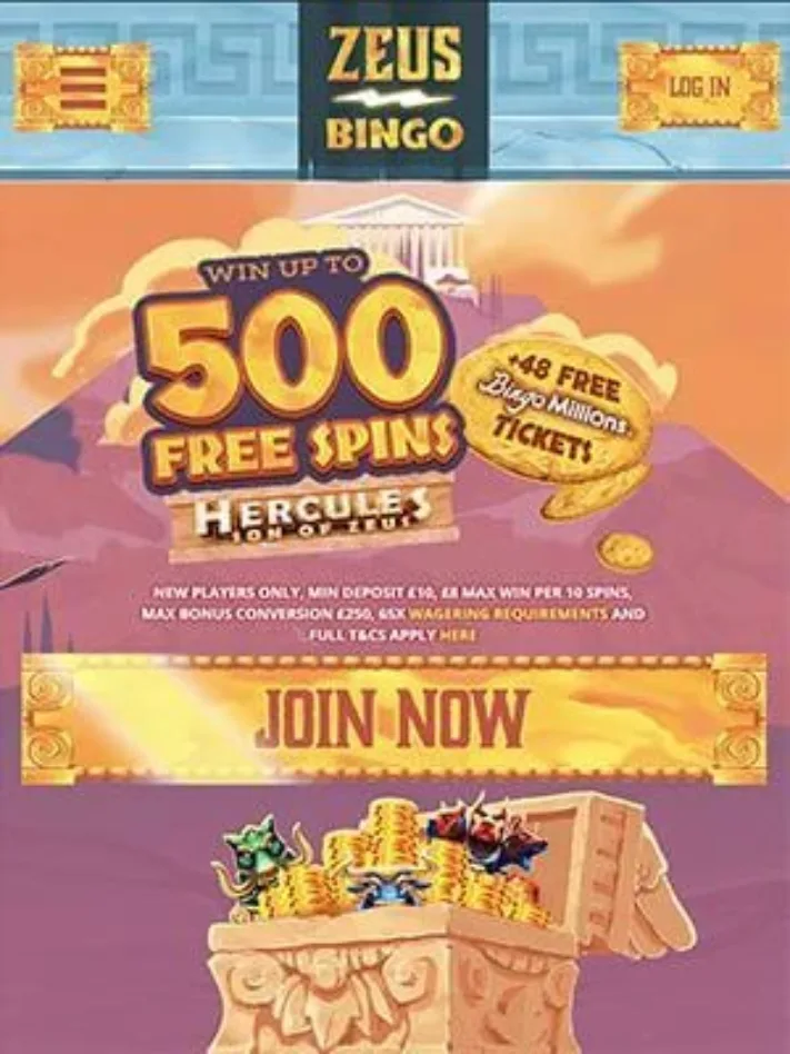 Zeus Bingo | GRAB Up to 500 Spins for Starters! | NewCasinos.com